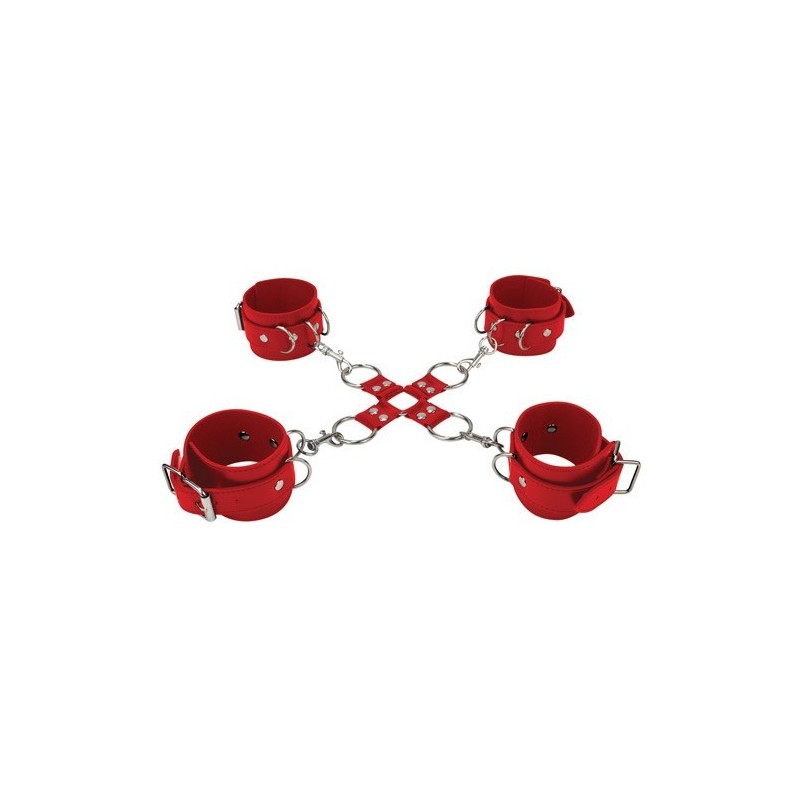 Shots Ouch Leather Hand & Leg Cuffs - Red by Shots america llc | Cupid ...